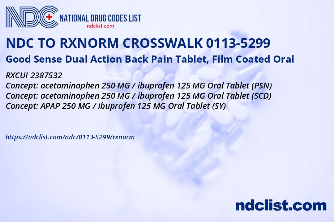 Good Sense Dual Action RxNorm Crosswalk - NDC 0113-5299