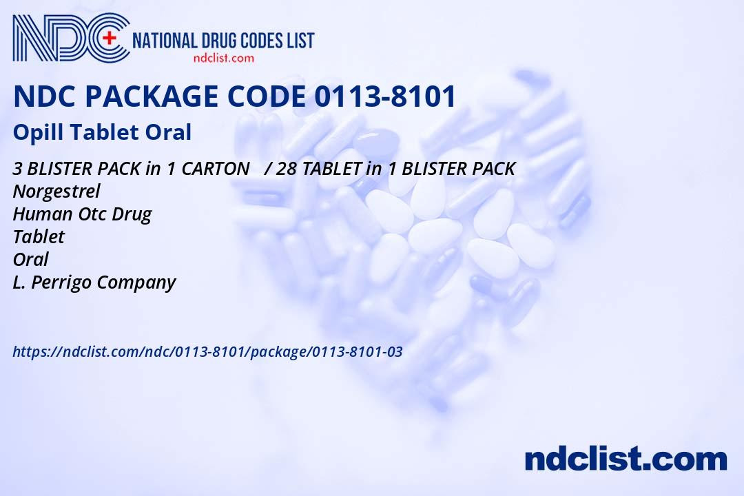 NDC Package 0113-8101-03 Opill Tablet Oral