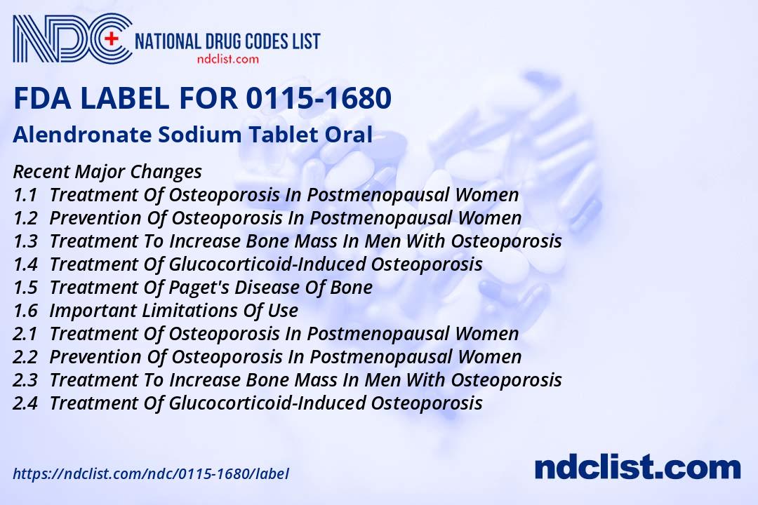 FDA Label for Alendronate Sodium Tablet Oral - Indications, Usage ...