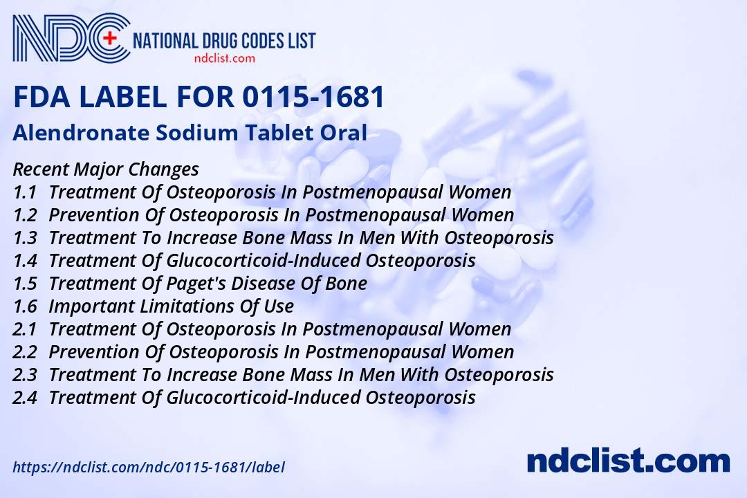 Alendronate Sodium Tablet- FDA Label NDC0115-1681