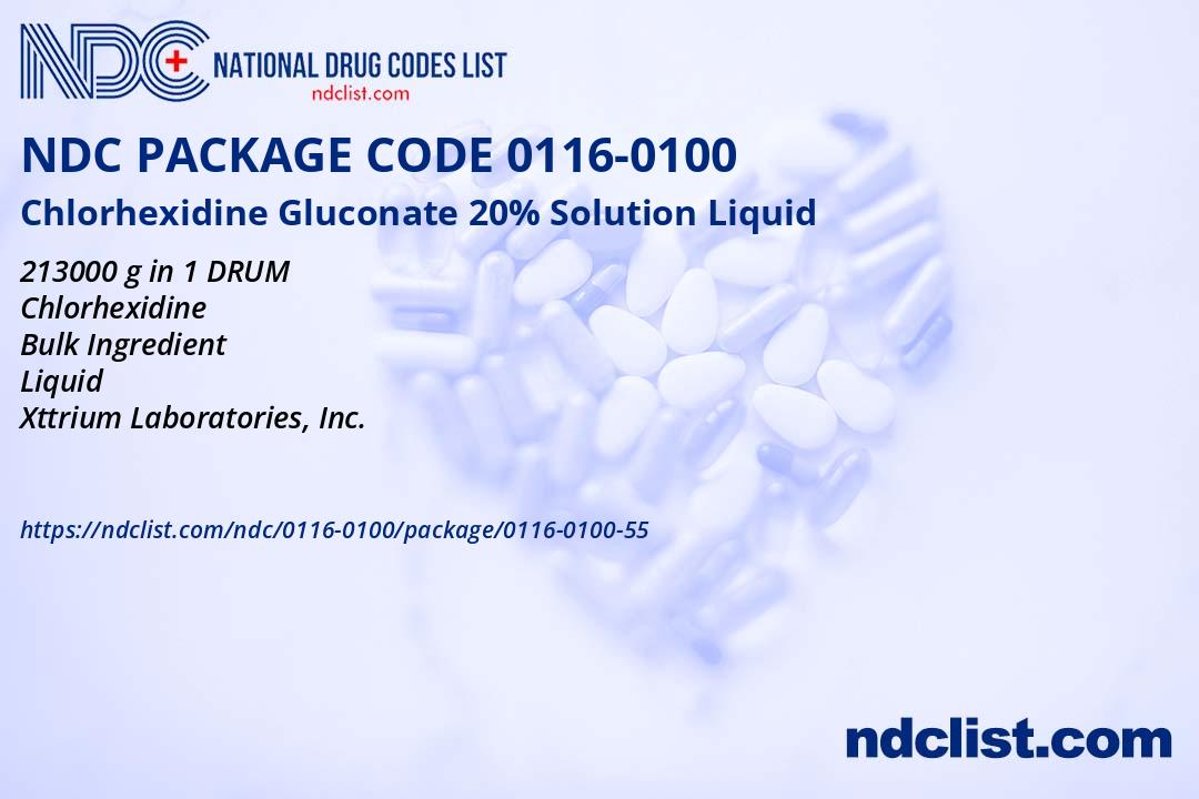 Chlorhexidine Gluconate 20% Sol NDC Package 0116-0100-55