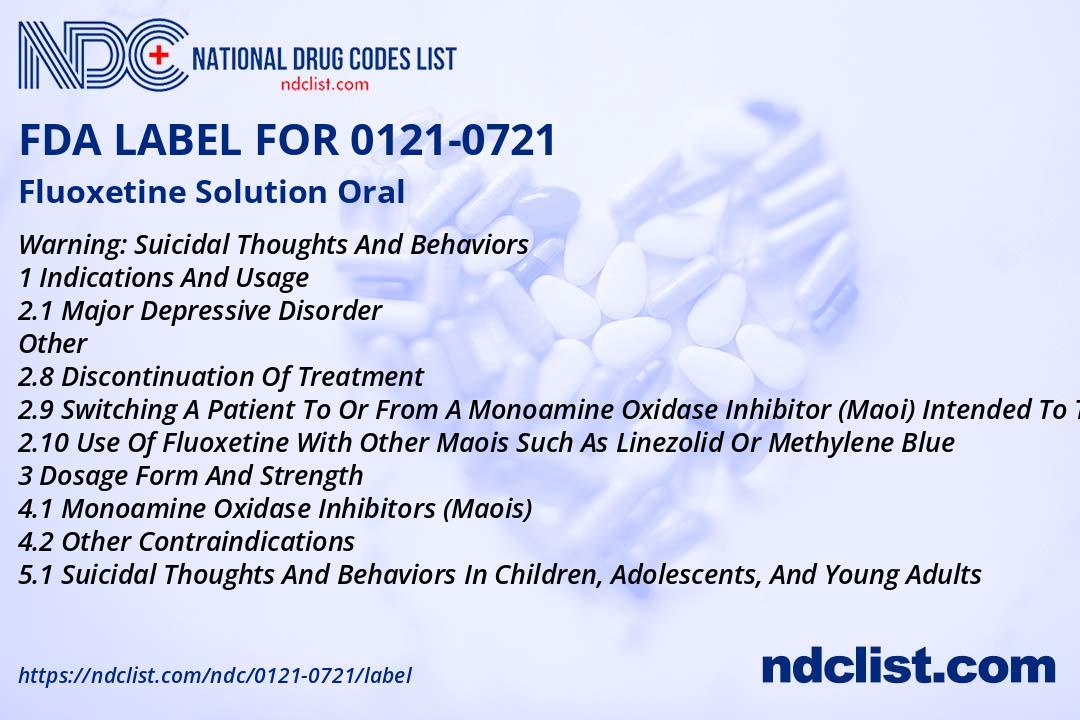 Fluoxetine Solution FDA Label - NDC 0121-0721