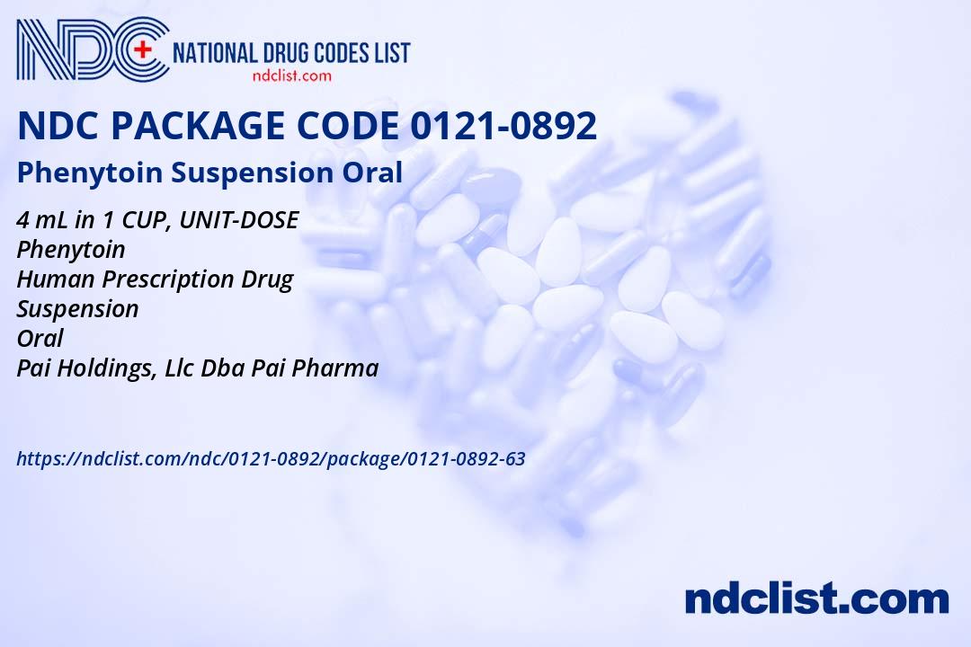Phenytoin Suspension- NDC0121-0892-63