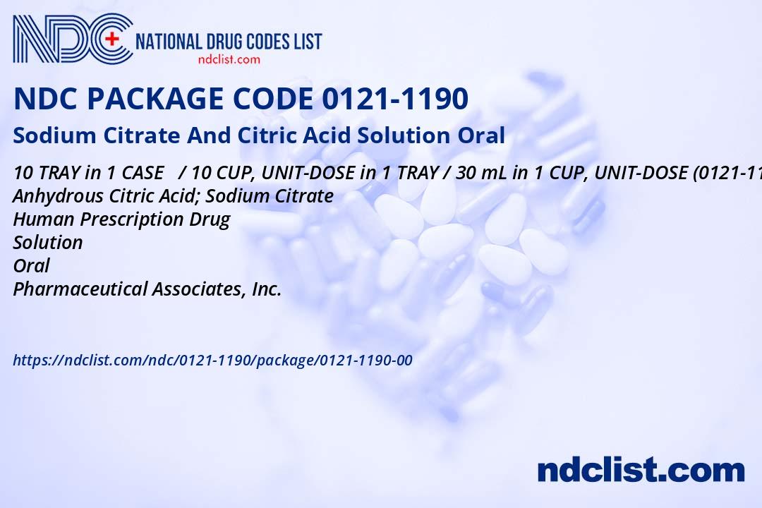 Sodium Citrate And Citric Acid NDC Package 0121-1190-00