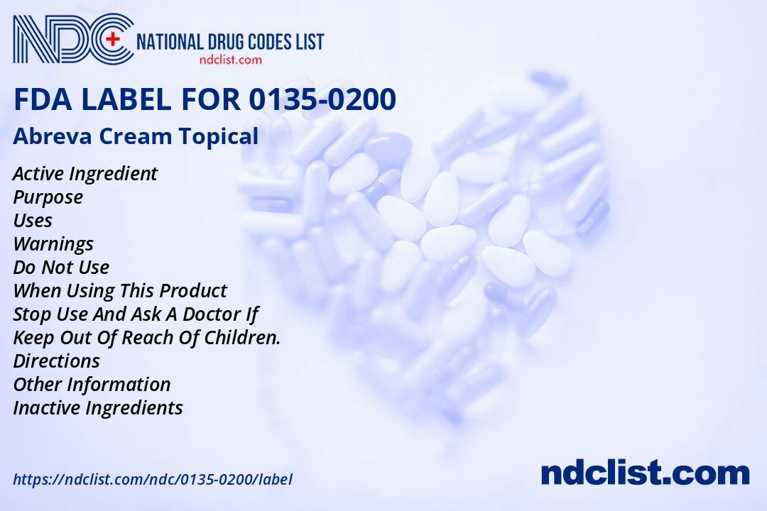 Abreva Cream FDA Label - NDC 0135-0200