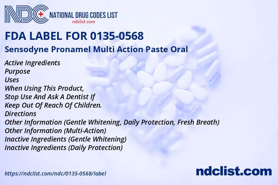 FDA Label for Sensodyne Pronamel Multi Action Paste Oral - Indications ...