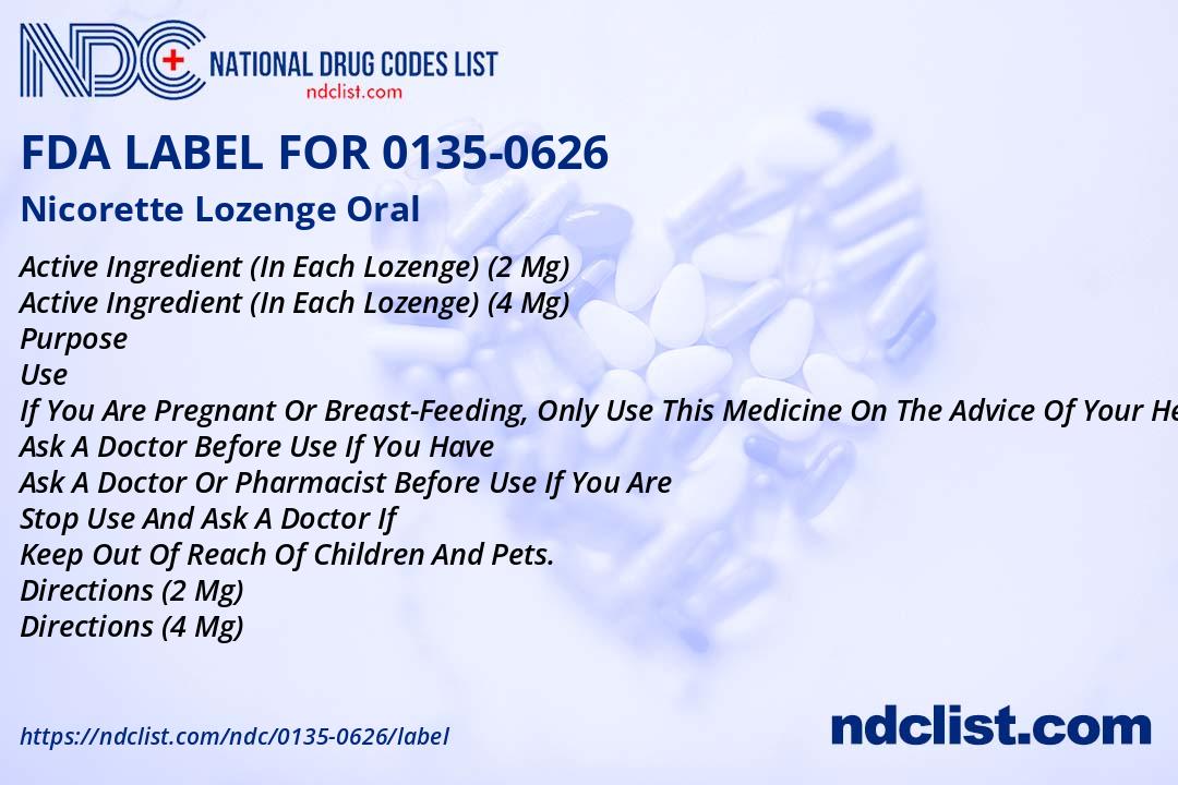 FDA Label for Nicorette Lozenge Oral - Indications, Usage & Precautions