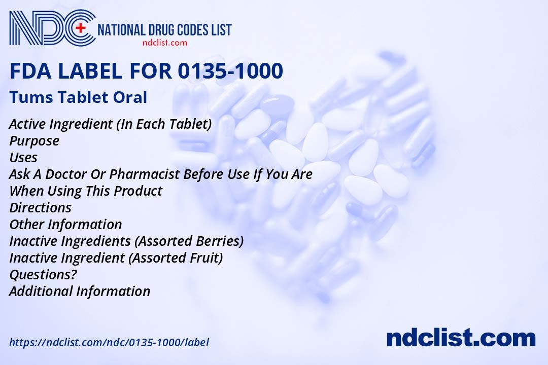 FDA Label for Tums Tablet Oral - Indications, Usage & Precautions