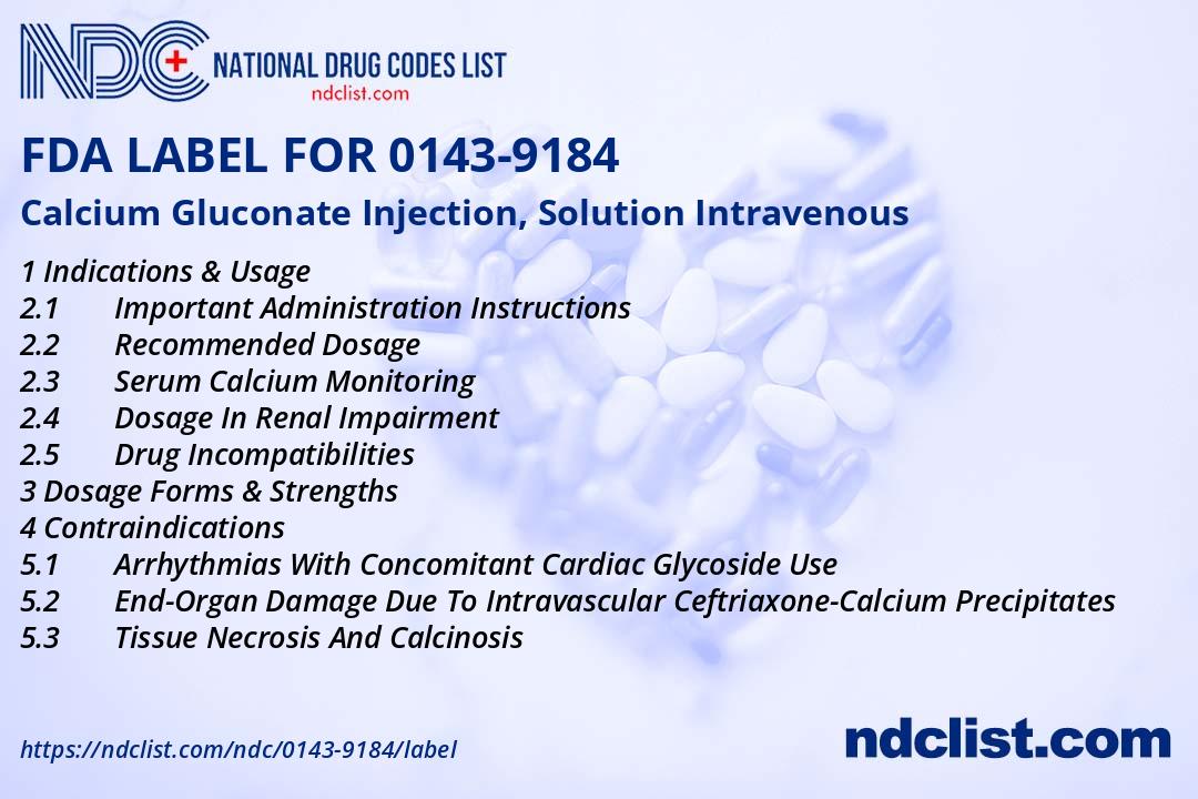 FDA Label for Calcium Gluconate Injection, Solution Intravenous ...