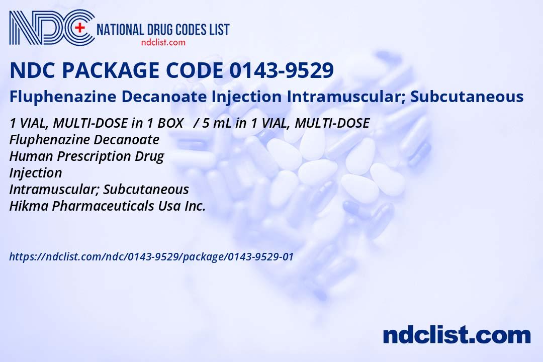 NDC Package 0143-9529-01 Fluphenazine Decanoate Injection Intramuscular ...