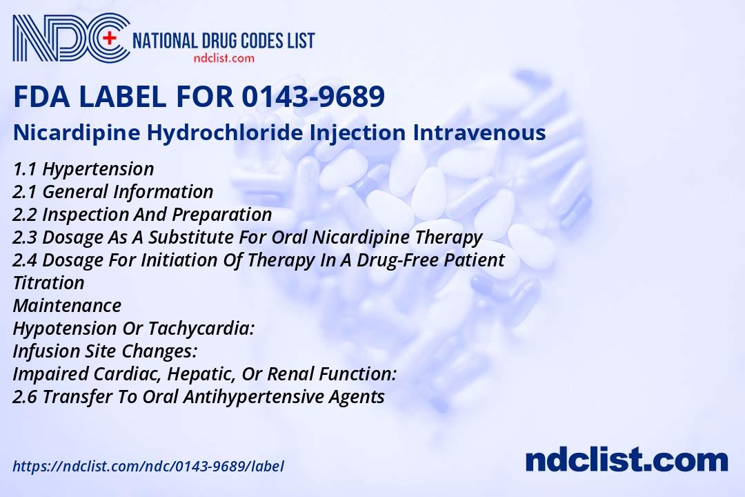 FDA Label for Nicardipine Hydrochloride Injection Intravenous ...