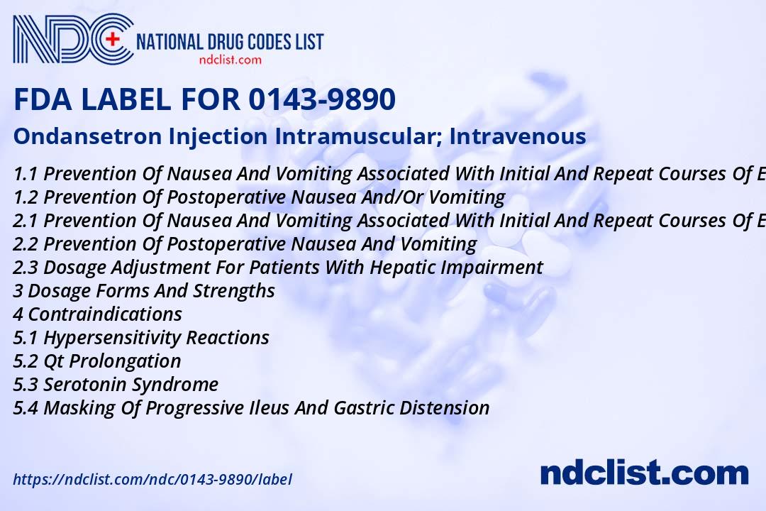 FDA Label for Ondansetron Injection Intramuscular; Intravenous ...