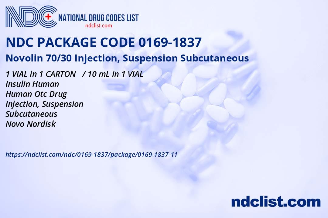 Novolin Injection, Suspension NDC Package 0169-1837-11