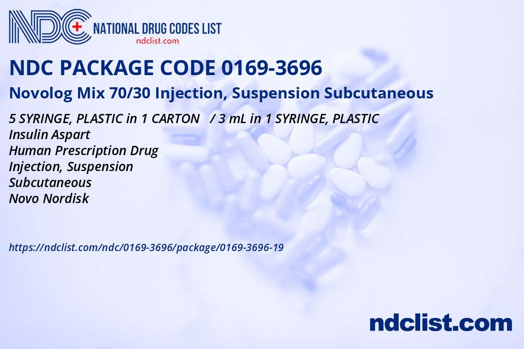 NDC Package 0169-3696-19 Novolog Mix 70/30 Injection, Suspension ...