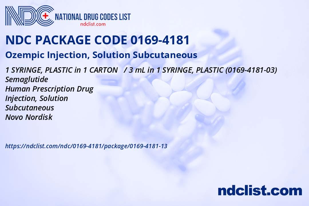 NDC Package 0169-4181-13 Ozempic Injection, Solution Subcutaneous