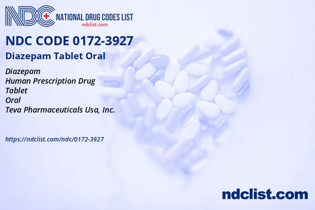 NDC 0172-3927 Diazepam Tablet Oral