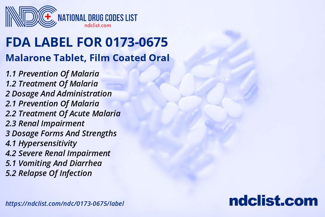 Malarone Tablet, Film Coated- FDA Label NDC0173-0675