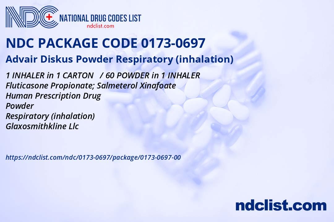 Advair Powder NDC Package 0173-0697-00