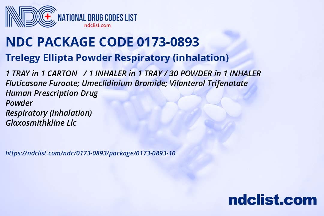 Trelegy Ellipta Powder NDC Package 0173-0893-10