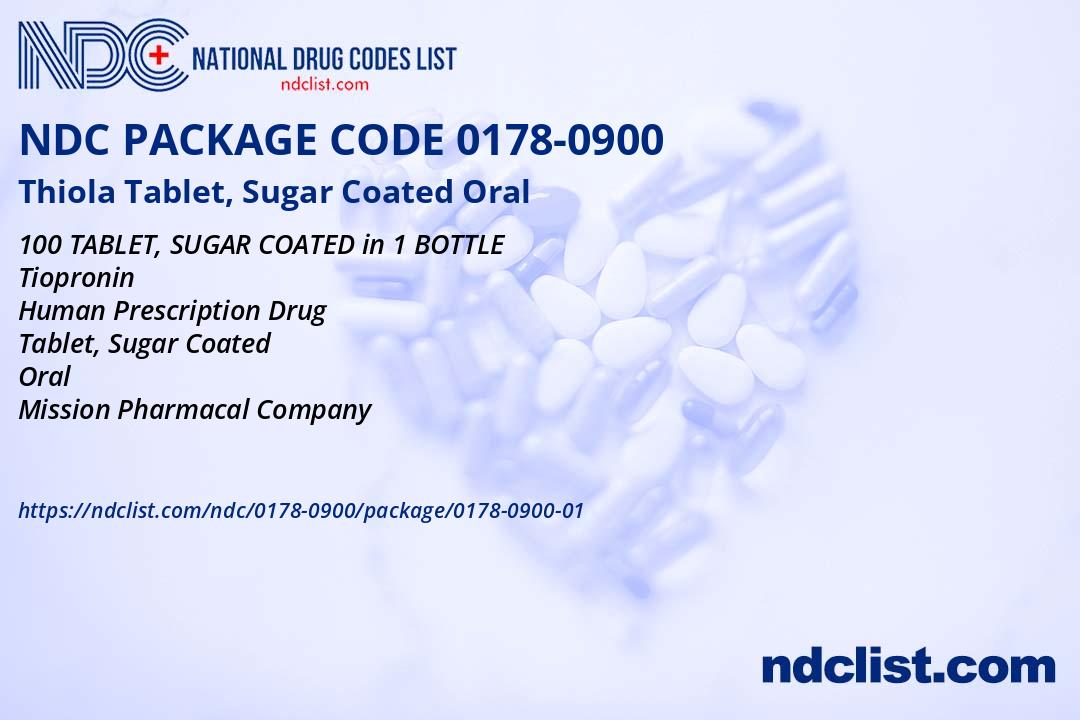 NDC Package 0178-0900-01 Thiola Tablet, Sugar Coated Oral