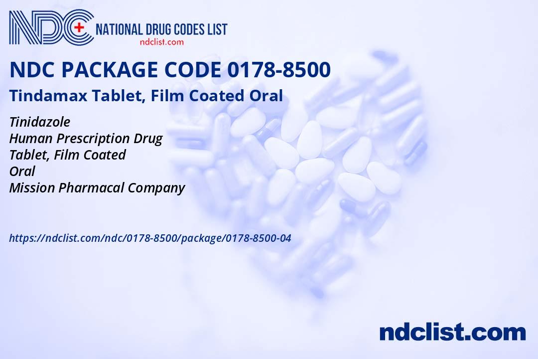 NDC Package 0178-8500-04 Tindamax Tablet, Film Coated Oral