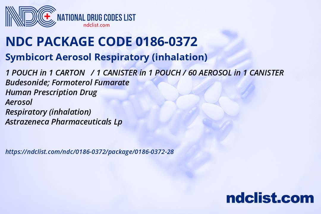 NDC Package 0186-0372-28 Symbicort Aerosol Respiratory (inhalation)