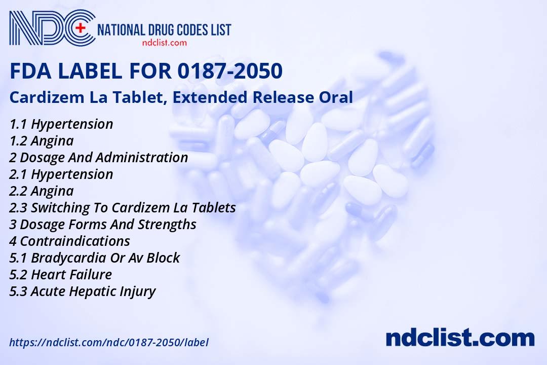 FDA Label for Cardizem La Tablet, Extended Release Oral - Indications ...