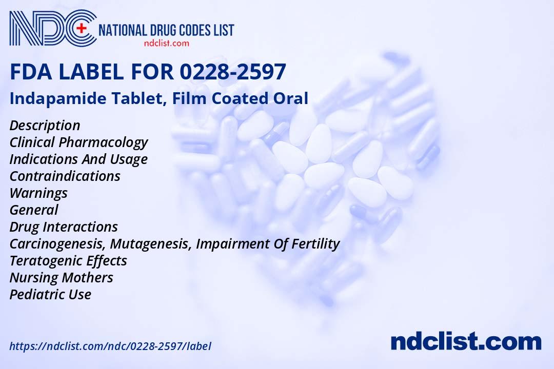 FDA Label for Indapamide Tablet, Film Coated Oral - Indications, Usage ...