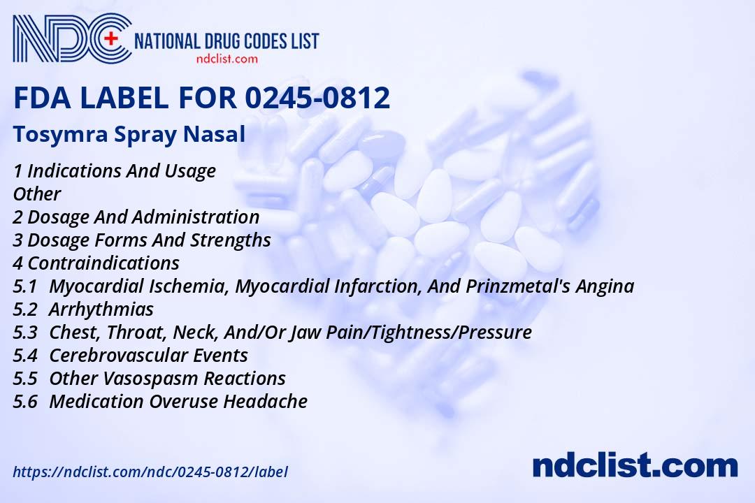 FDA Label for Tosymra Spray Nasal - Indications, Usage & Precautions