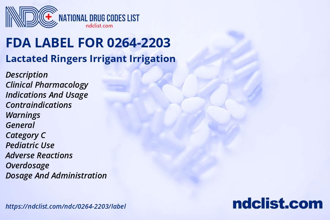 FDA Label for Lactated Ringers Irrigant Irrigation - Indications, Usage ...