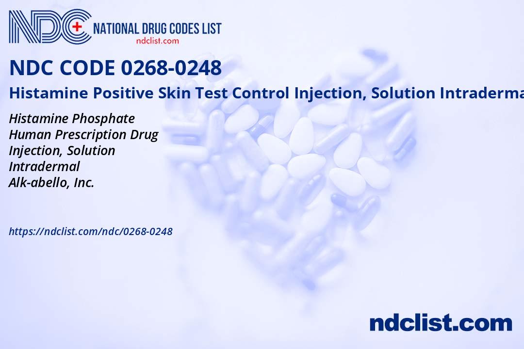 NDC 0268-0248 Histamine Positive Skin Test Control Injection, Solution ...