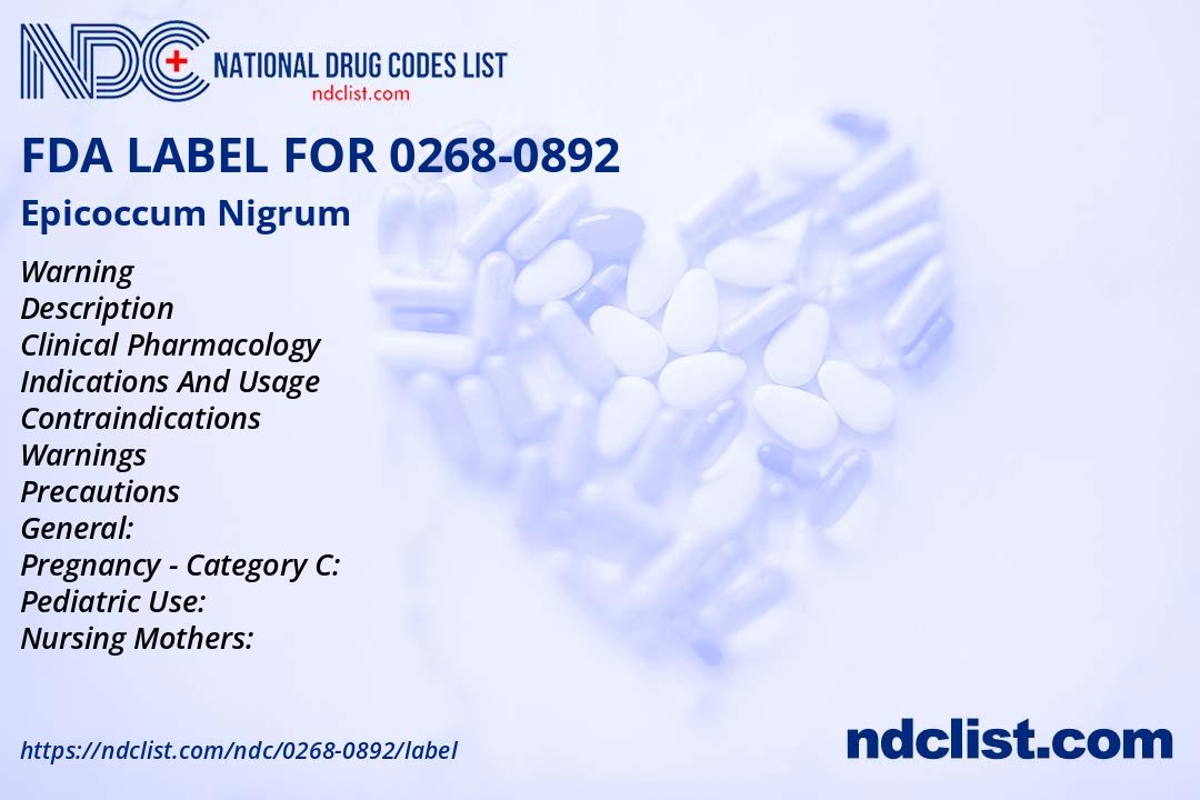FDA Label for Epicoccum Nigrum - Indications, Usage & Precautions