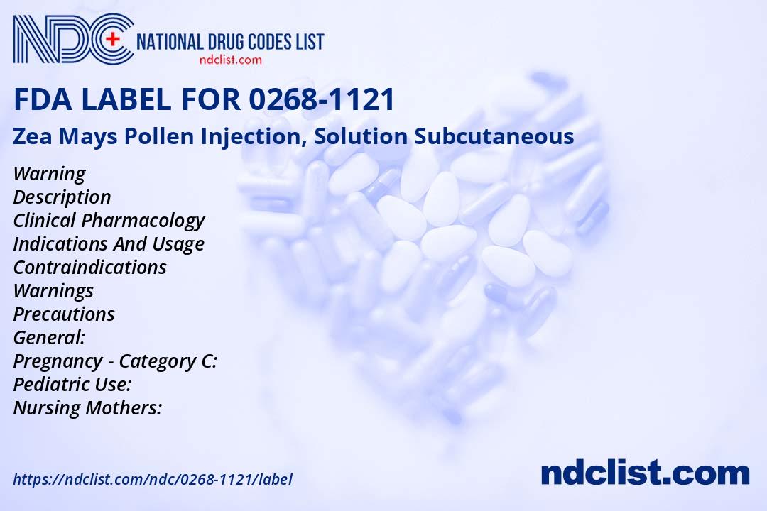 Zea Mays Pollen - FDA Label NDC 0268-1121