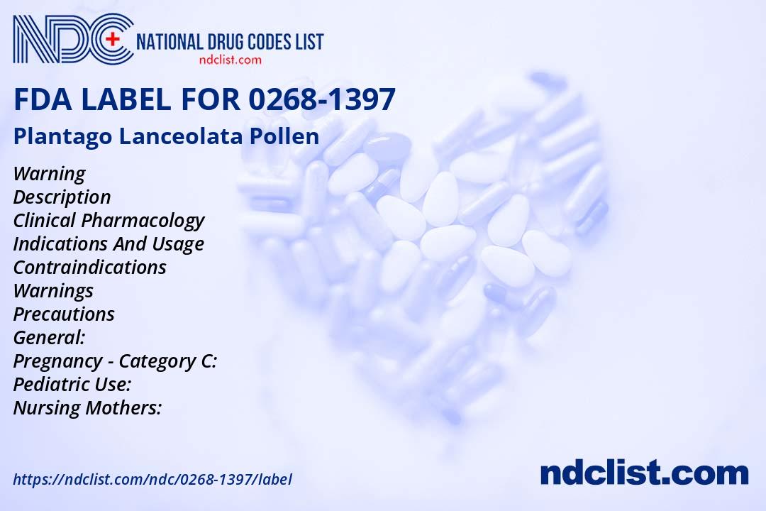 Plantago Lanceolata Pollen- FDA Label NDC0268-1397