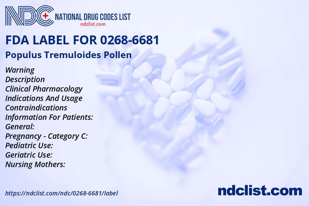 FDA Label for Populus Tremuloides Pollen - Indications, Usage & Precautions