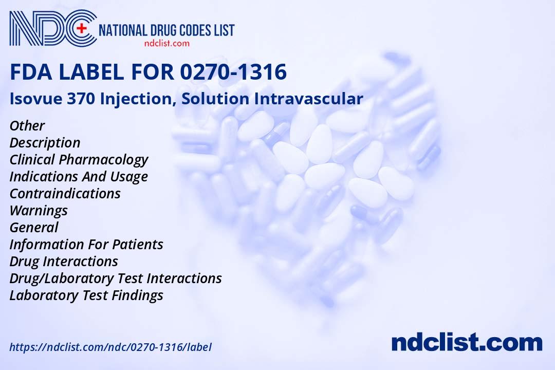 FDA Label for Isovue 370 Injection, Solution Intravascular ...