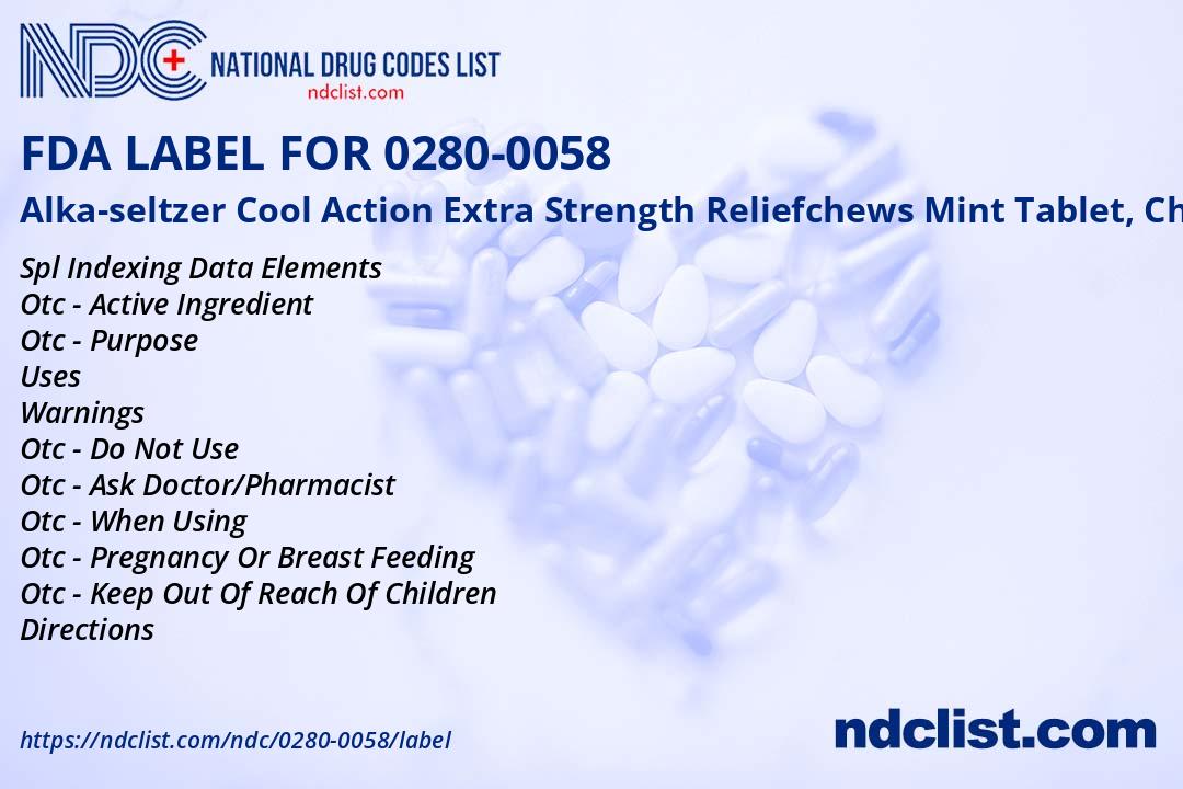 Alka-seltzer Cool Action Extra - FDA Label NDC 0280-0058