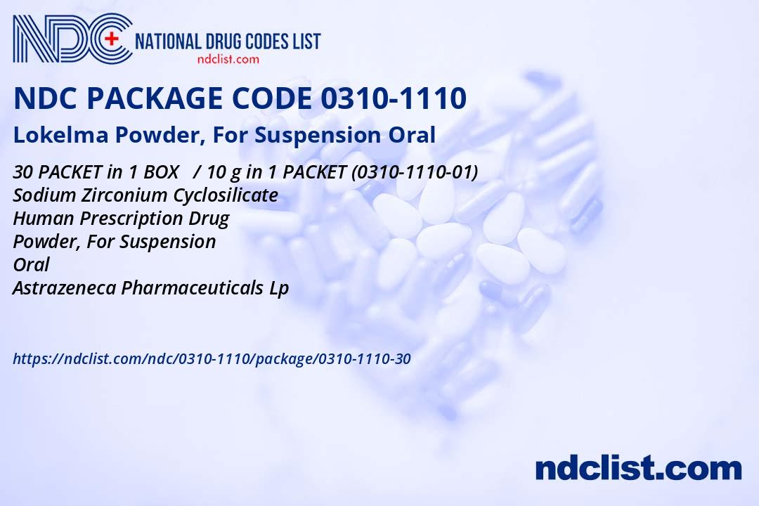 NDC Package 0310-1110-30 Lokelma Powder, For Suspension Oral