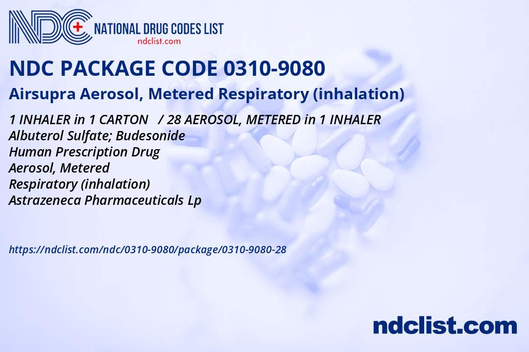 NDC Package 0310-9080-28 Airsupra Aerosol, Metered Respiratory (inhalation)