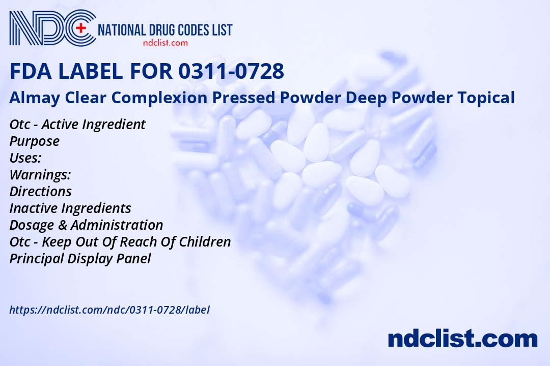 FDA Label for Almay Clear Complexion Pressed Powder Deep Powder Topical ...