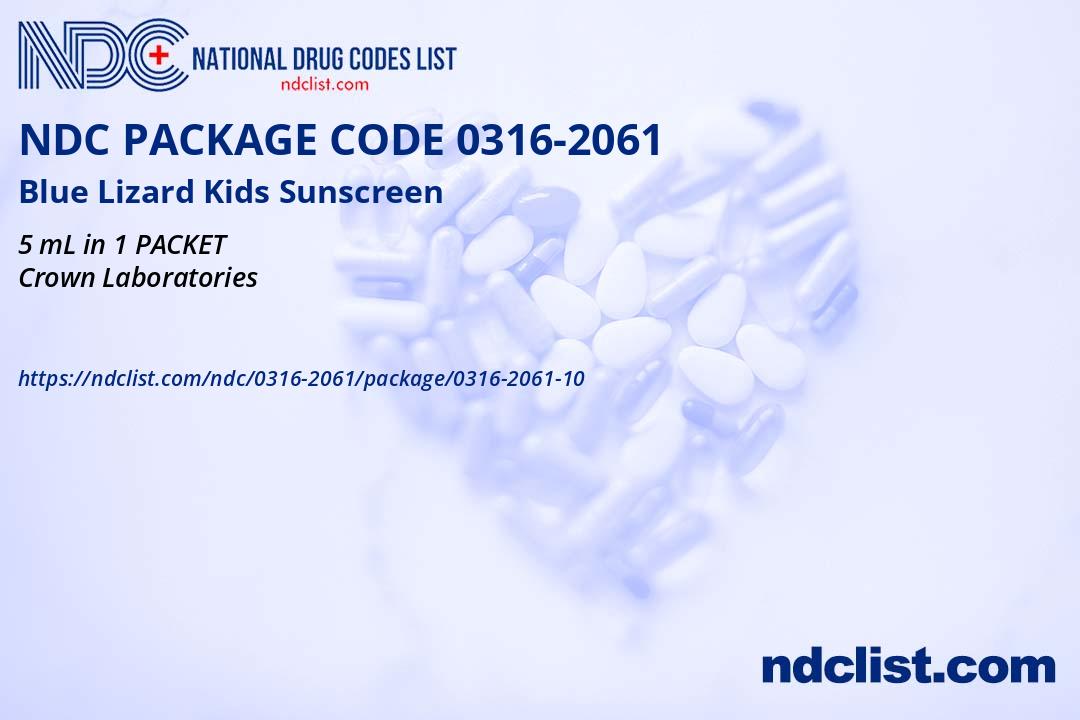 NDC Package 0316-2061-10 Blue Lizard Kids Sunscreen