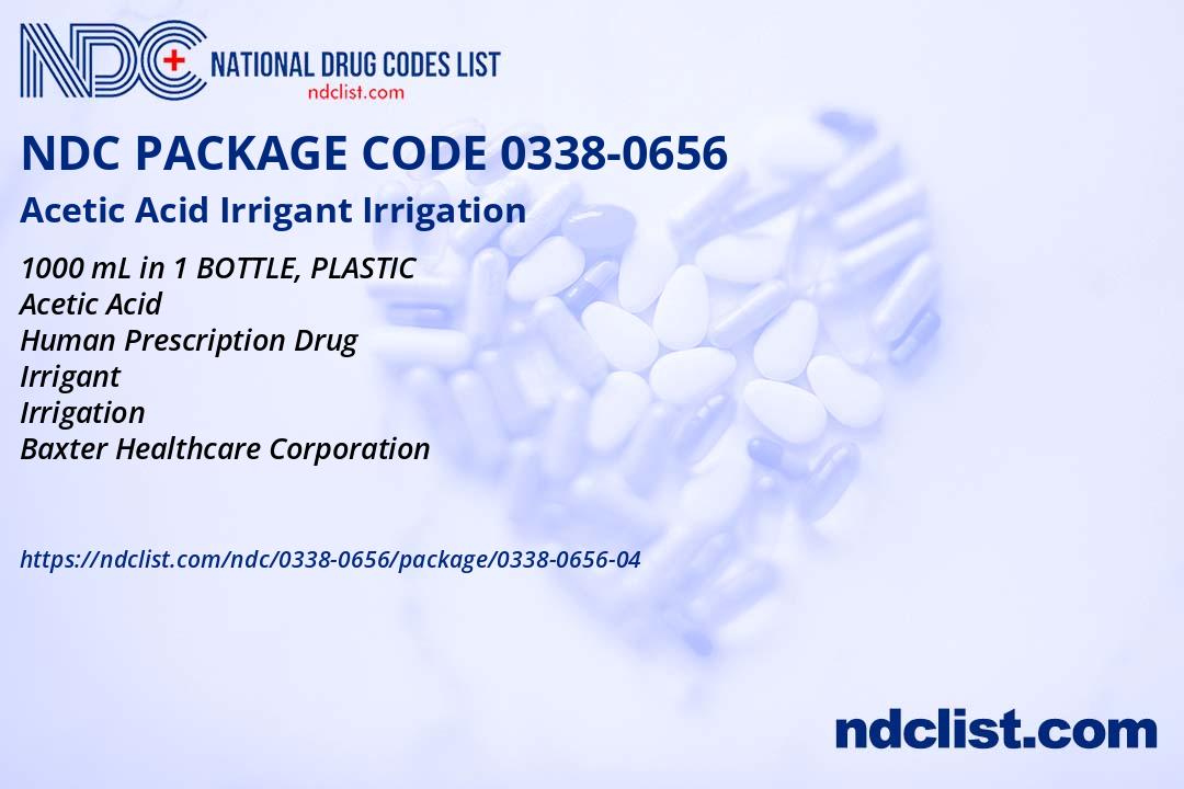 NDC Package 0338-0656-04 Acetic Acid Irrigant Irrigation