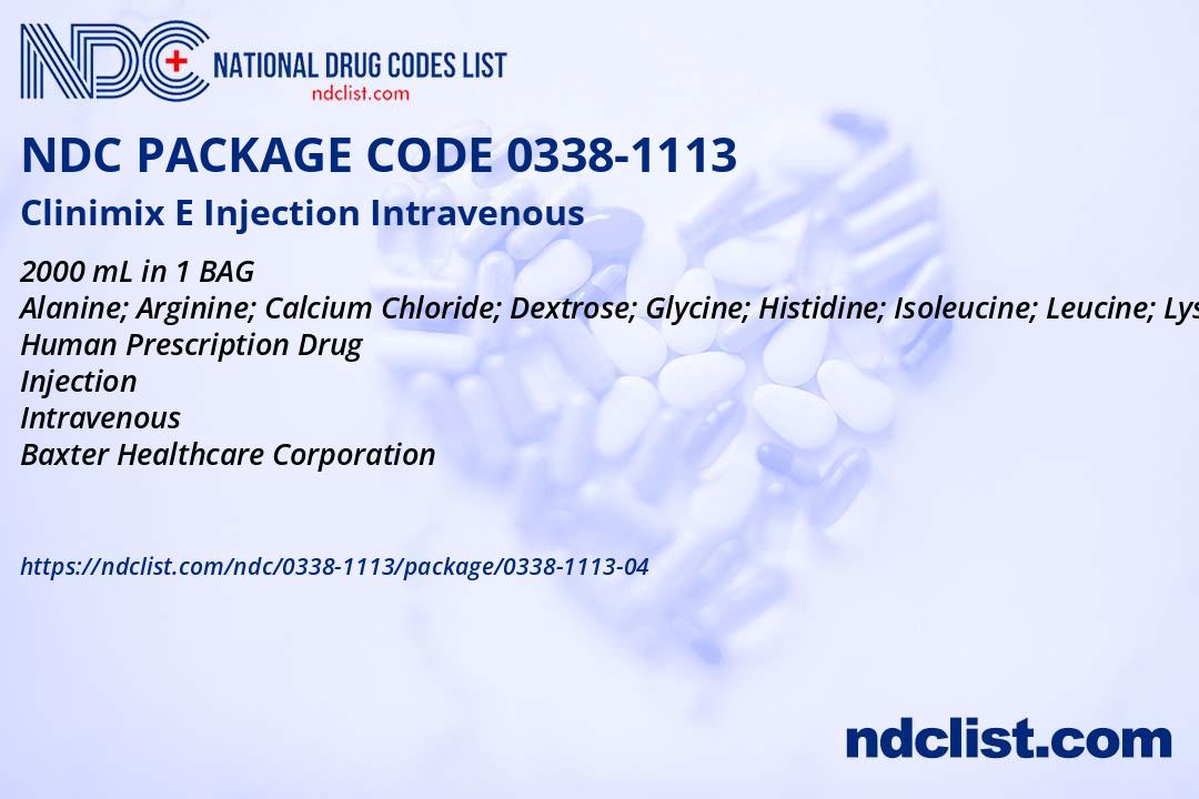 NDC Package 0338-1113-04 Clinimix E Injection Intravenous