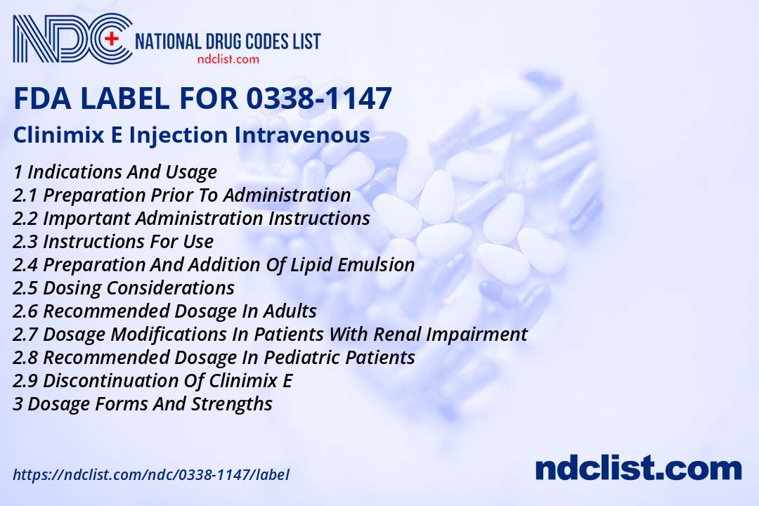 Clinimix E Injection- FDA Label NDC0338-1147
