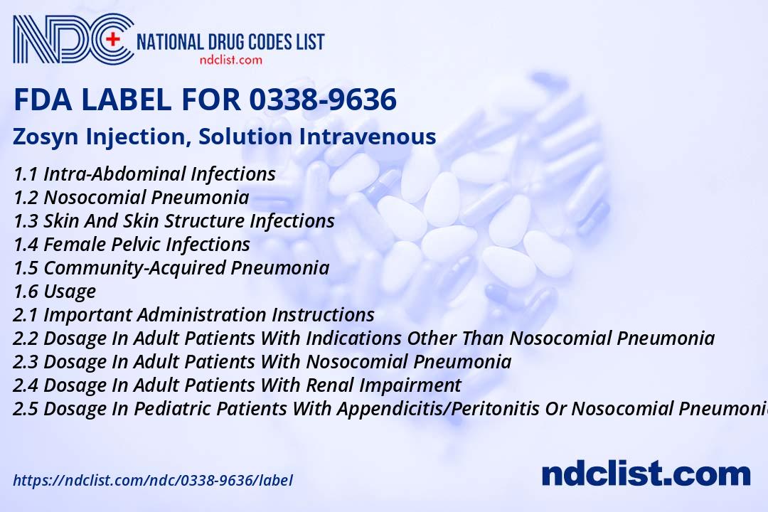 FDA Label for Zosyn Injection, Solution Intravenous - Indications ...