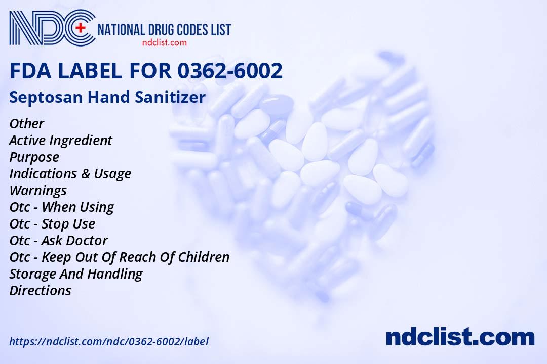 FDA Label for Septosan Hand Sanitizer - Indications, Usage & Precautions