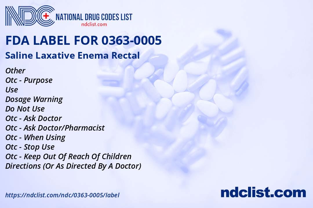 FDA Label for Saline Laxative Enema Rectal - Indications, Usage ...