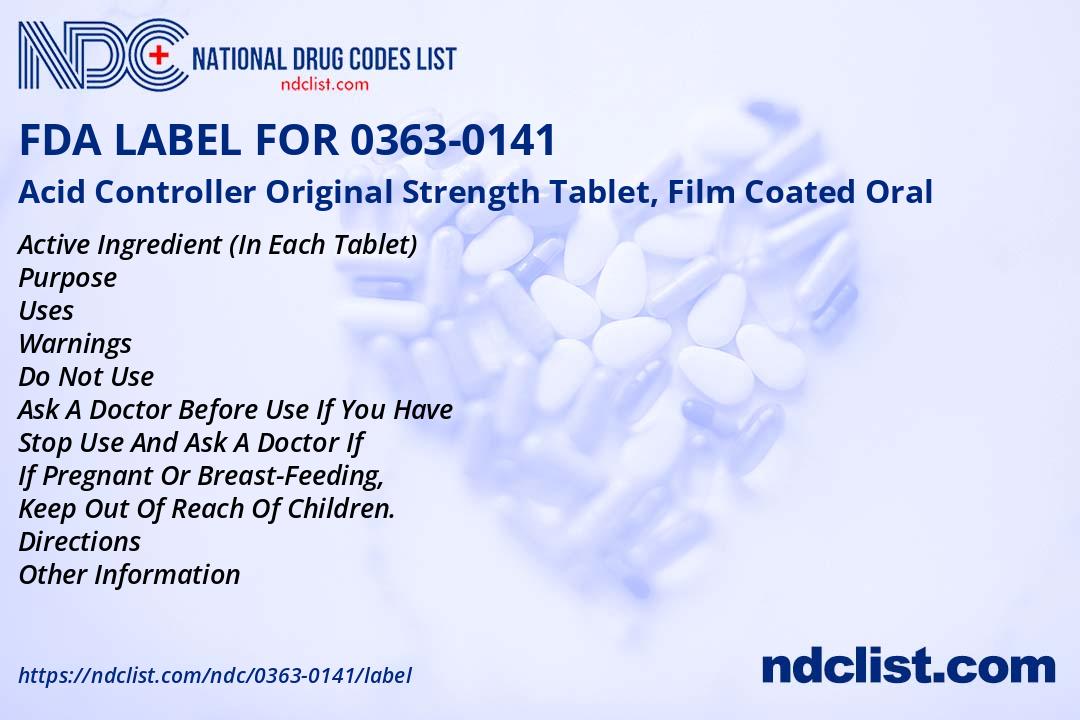 FDA Label for Acid Controller Original Strength - Indications, Usage ...