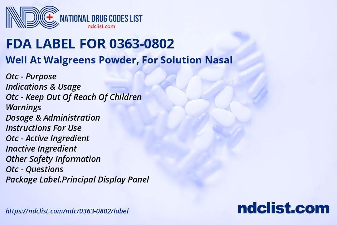 FDA Label for Well At Walgreens Powder, For Solution Nasal ...