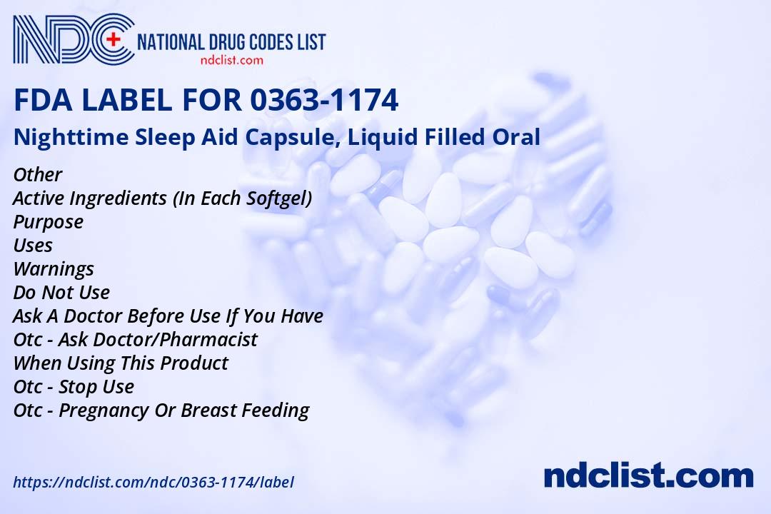 Nighttime Sleep Aid FDA Label - NDC 0363-1174